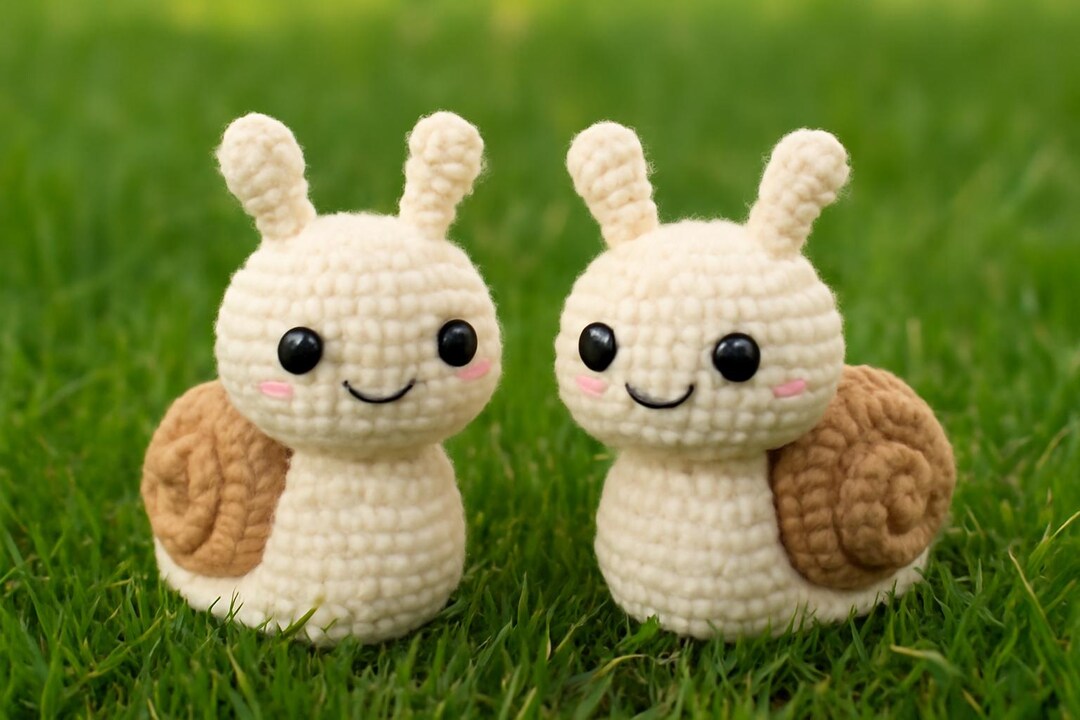 Set 2 Handmade Crochet Snail Plushies, Amigurumi Soft Yarn Snails With ...