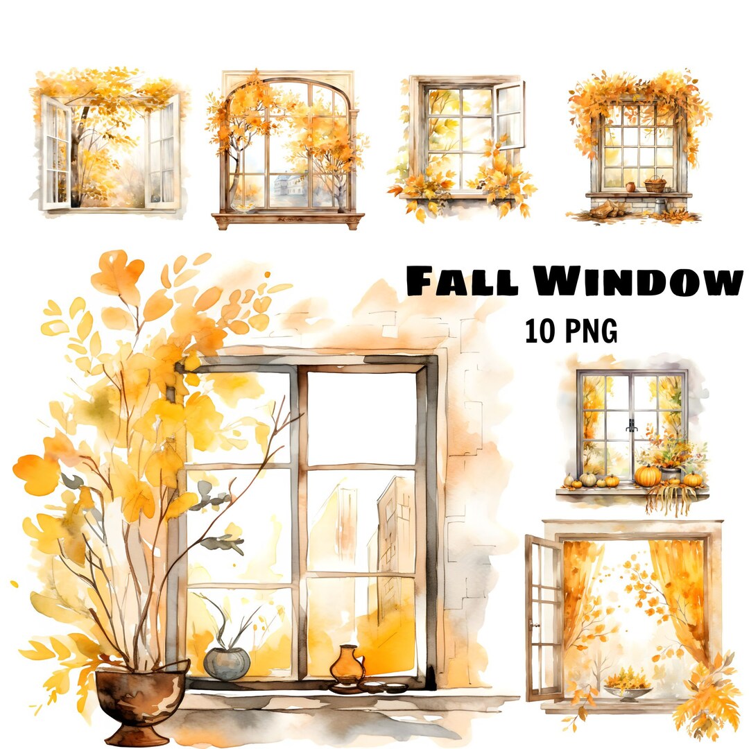 Fall Window Clipart 10 Autumn Cozy Window Fall Decor - Etsy