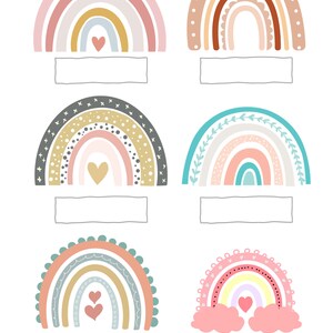 Boho Rainbow Locker Name Tags Set of 24 - Etsy UK