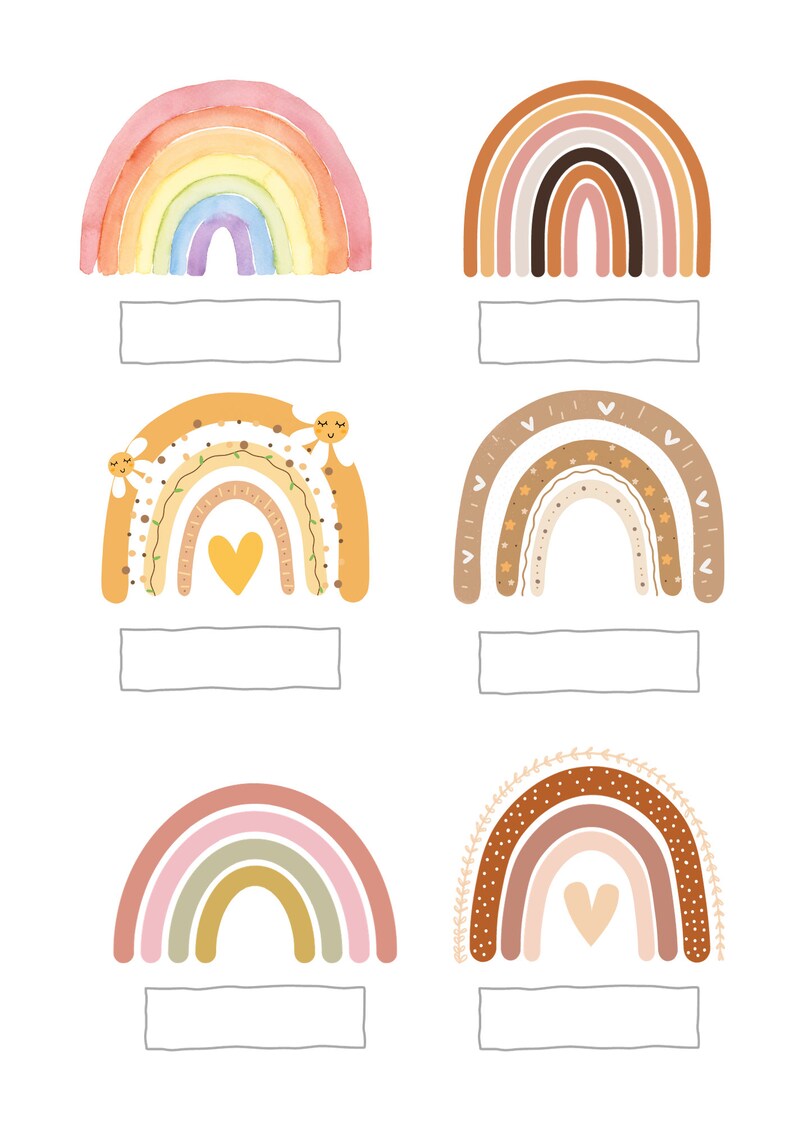 Boho Rainbow Locker Name Tags Set of 24 - Etsy UK