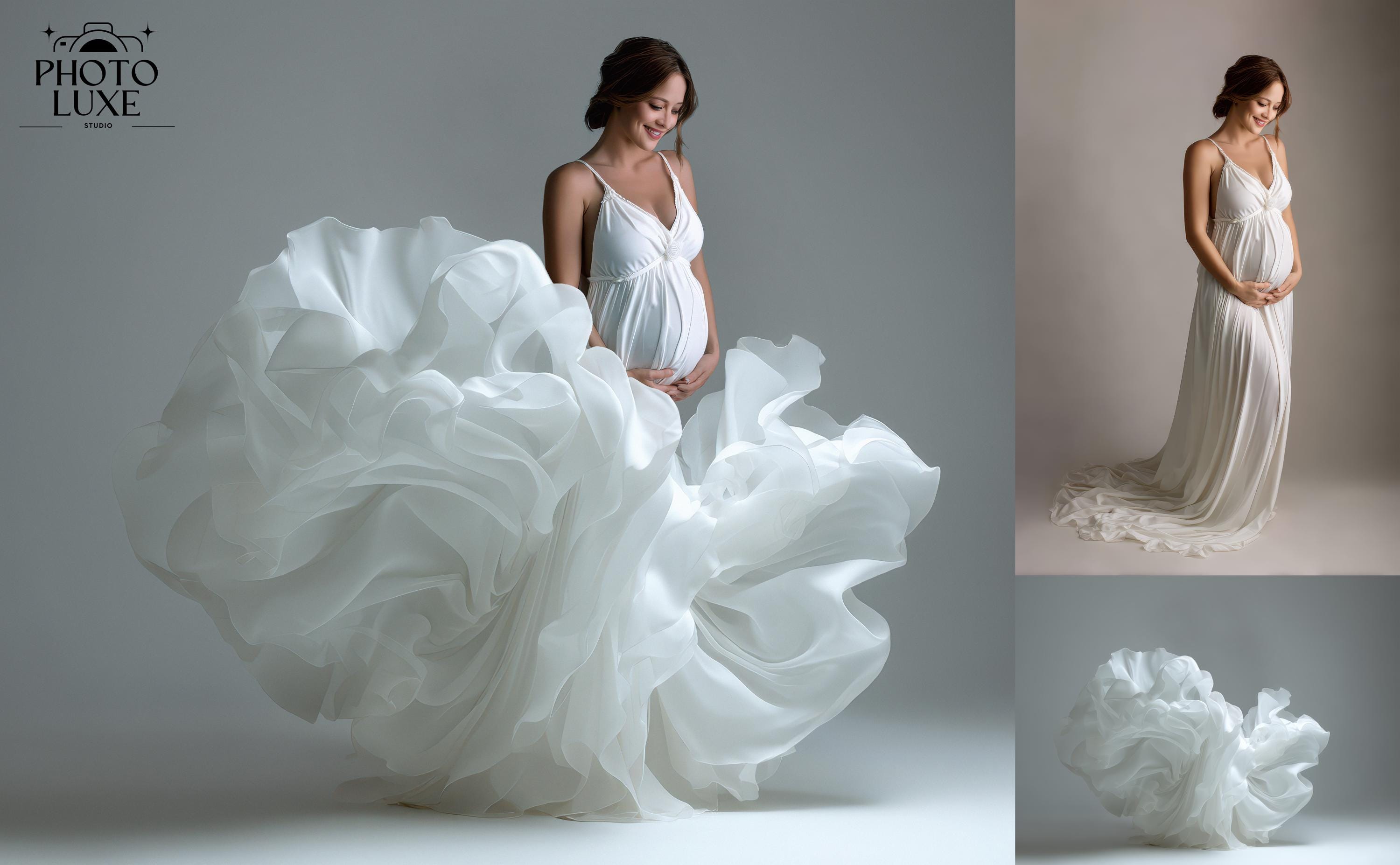 12 Maternity Dress Digital Backdrops High Fashion White Dress Art for ...
