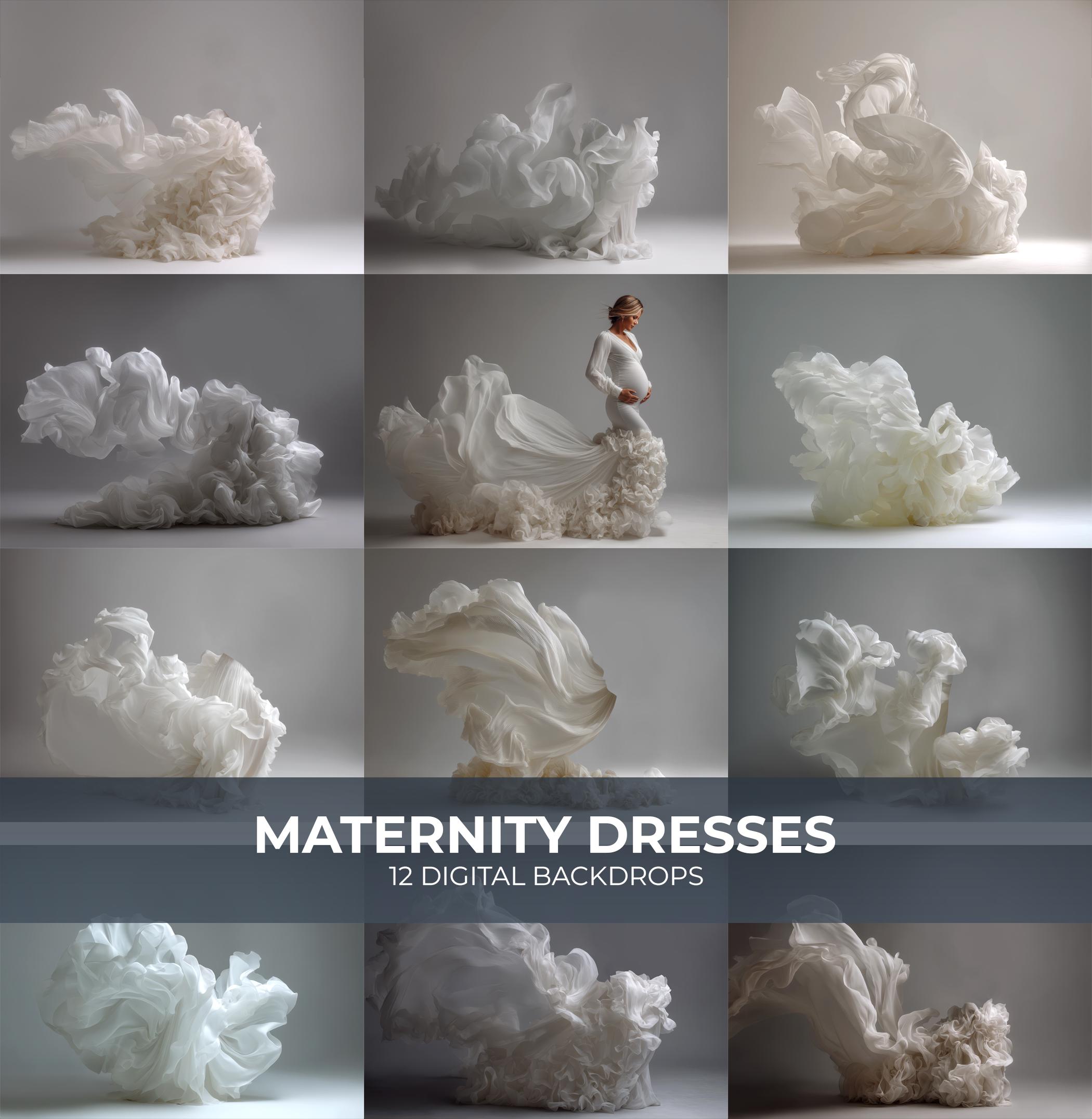 12 Maternity Dress Digital Backdrops High Fashion White Dress Art for ...