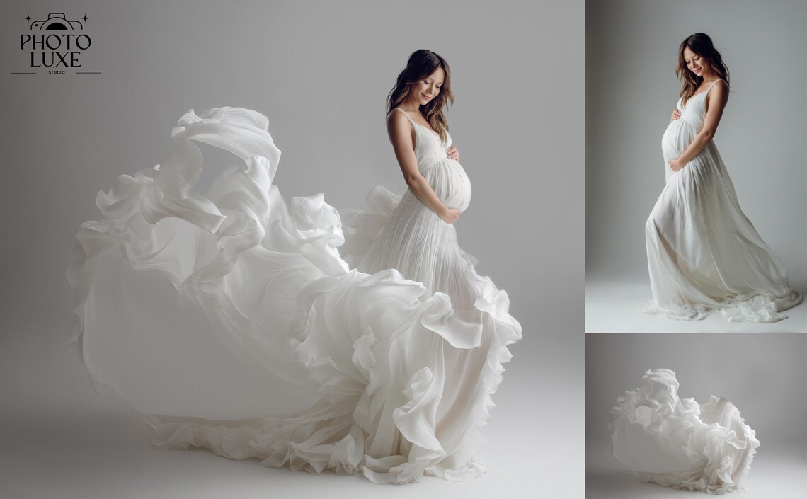 12 Maternity Dress Digital Backdrops High Fashion White Dress Art for ...