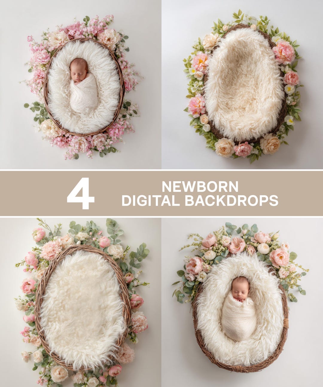 4 Newborn Baby Digital Backdrops Child Maternity Portrait Studio ...