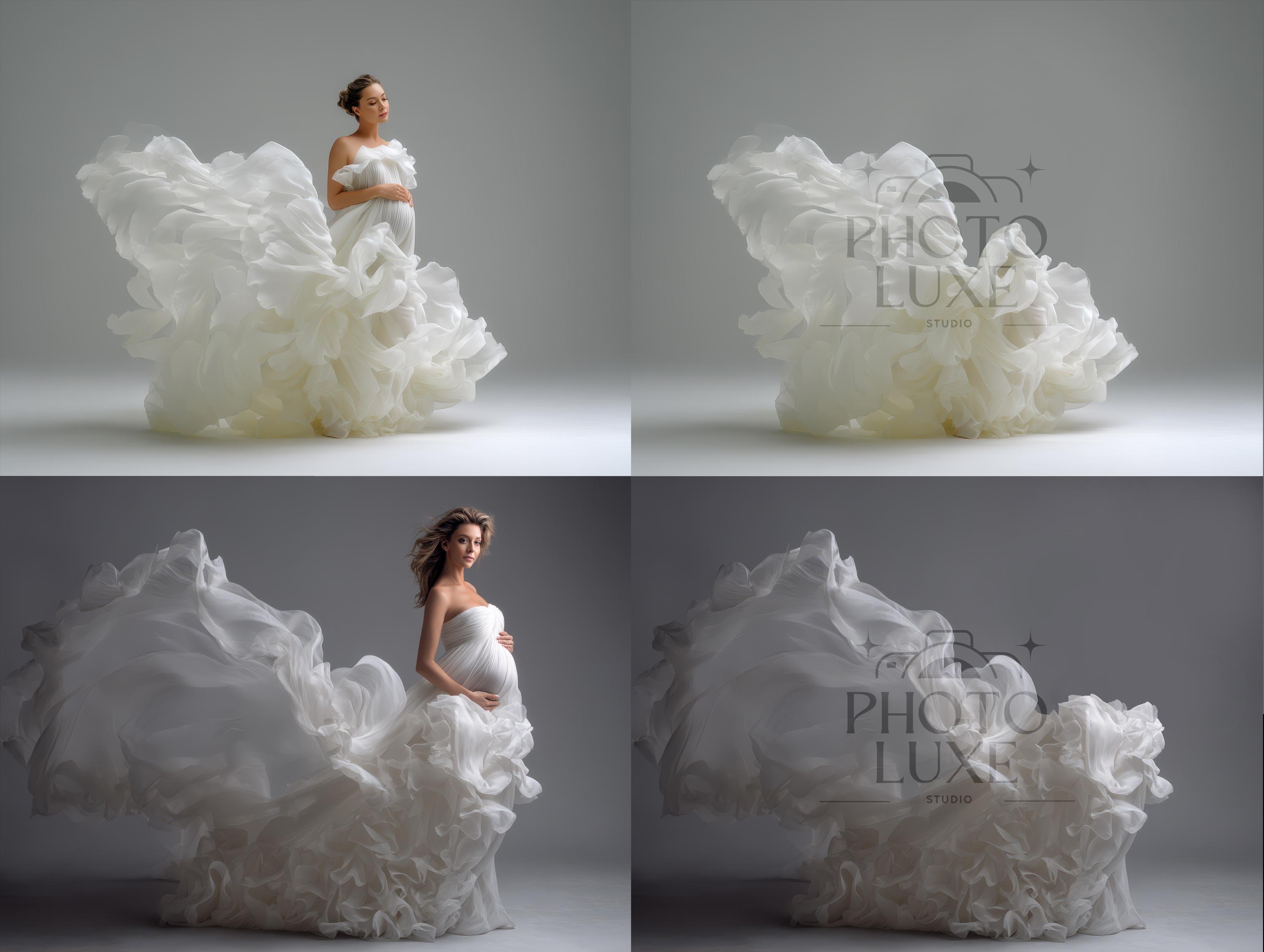 12 Maternity Dress Digital Backdrops High Fashion White Dress Art for ...