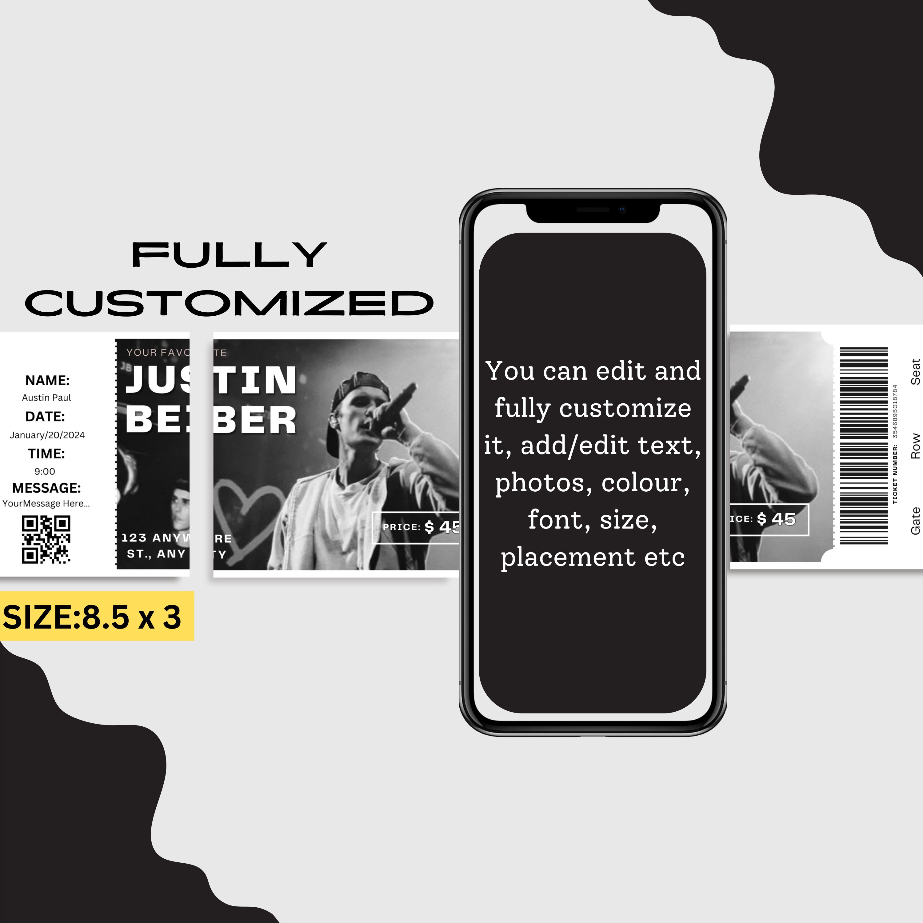 Editable Concert Ticket Canva Template, DIY Concert Ticket, Printable Custom Concert Ticket ...