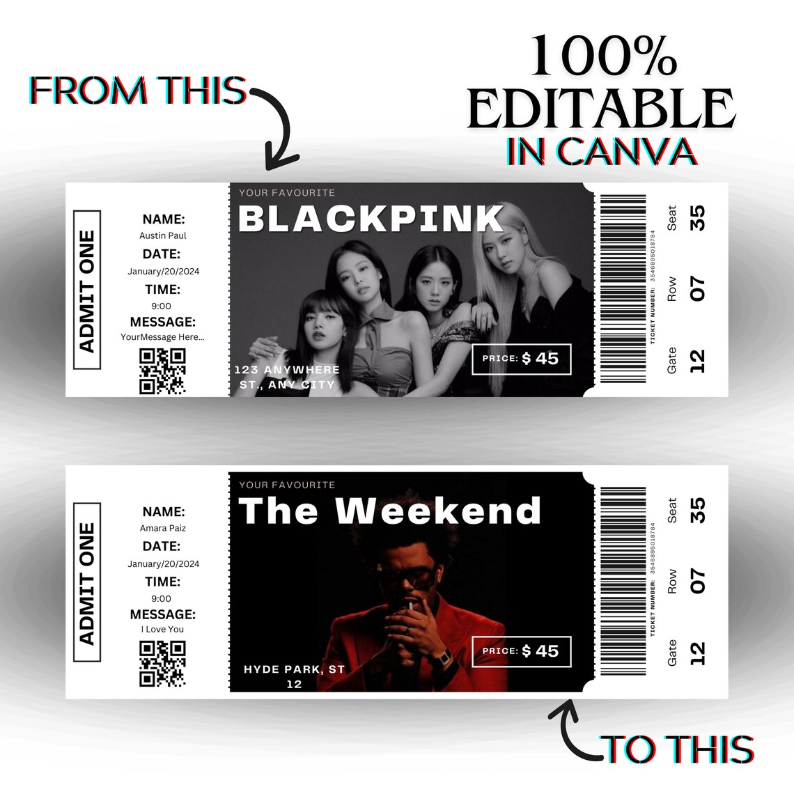 Editable Concert Ticket Canva Template DIY Concert Ticket - Etsy UK