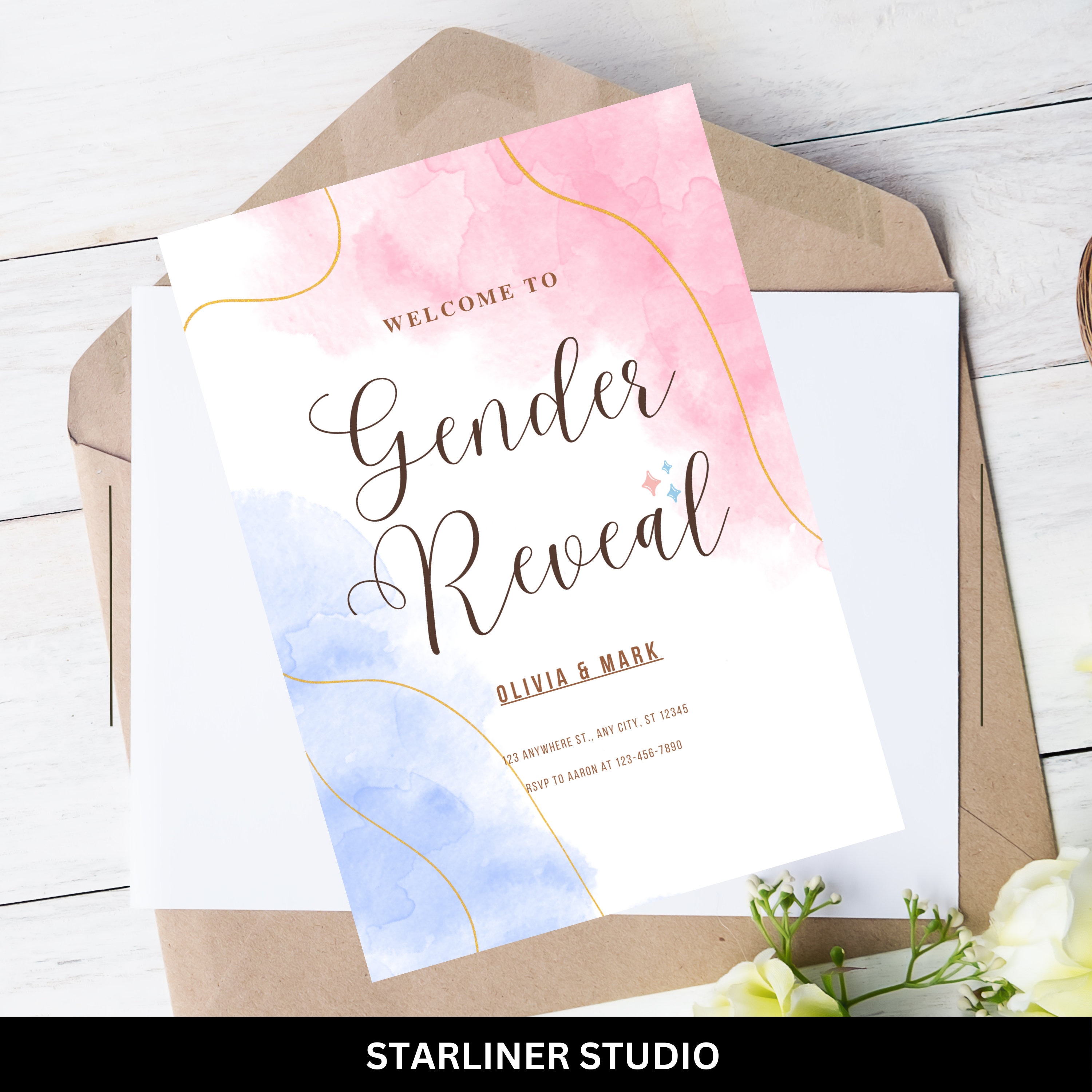 Gender Reveal Invitation Template Gender Reveal Party Invite Gender ...