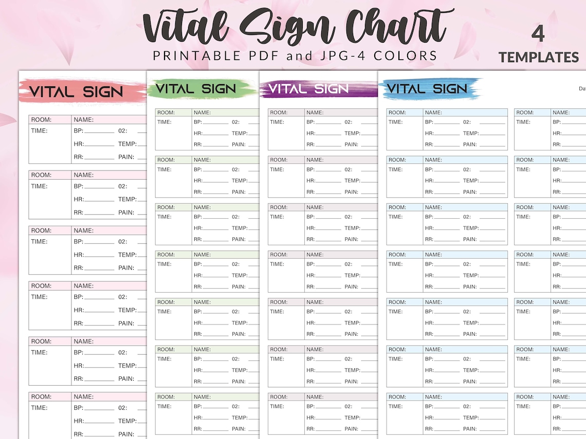 Printable Vital Sign Chart, Vital Sign Log, Vital Sign Tracker, Vital ...