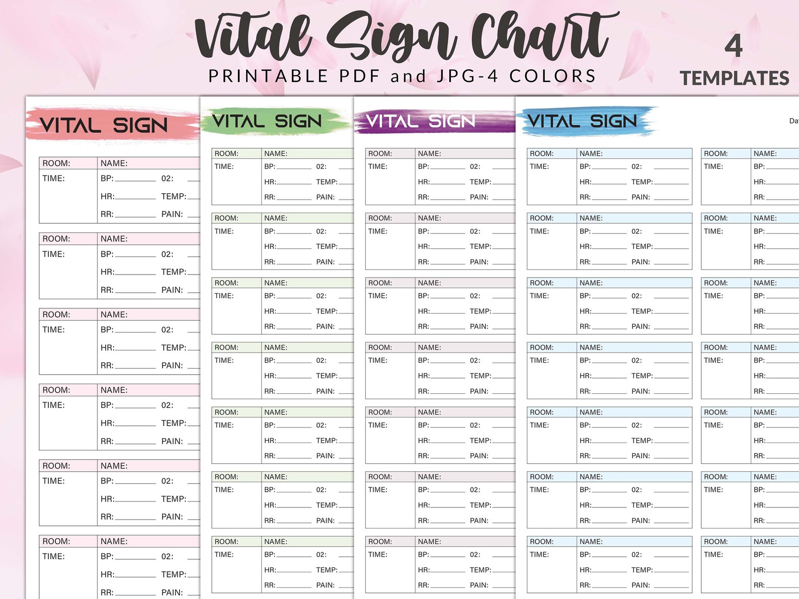 Printable Vital Sign Chart, Vital Sign Log, Vital Sign Tracker, Vital ...
