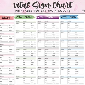 Printable Vital Sign Chart, Vital Sign Log, Vital Sign Tracker, Vital ...
