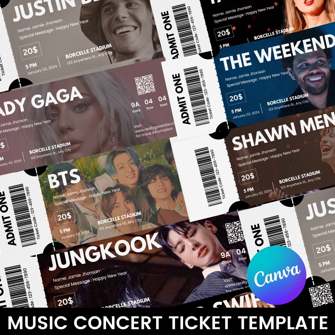 Editable Concert Ticket Canva Template, DIY Concert Ticket, Printable ...