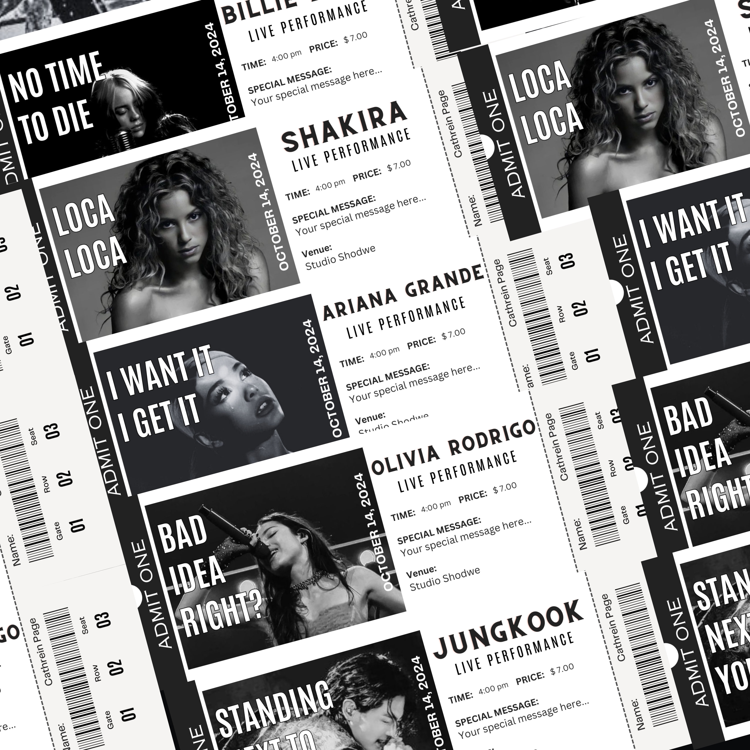 Editable Concert Ticket Canva Template, DIY Concert Ticket, Printable ...