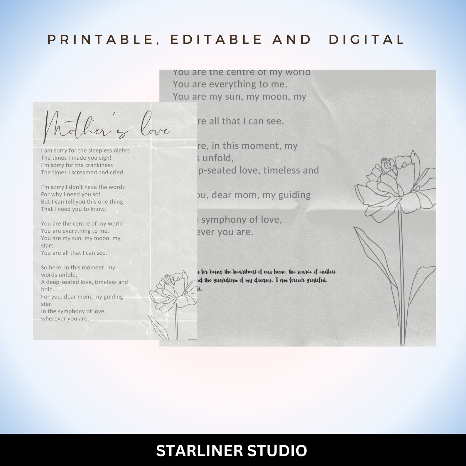 Mother Poem | Gift Printable Poem | Gift for Mom | Canva Editable ...