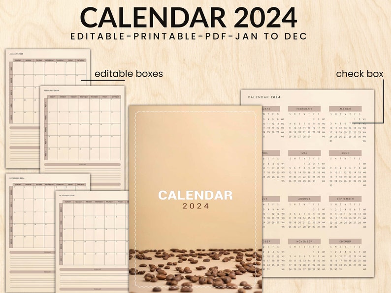 2024 Calendar and Important Dates Page Editable, 2024 Calendar Template ...