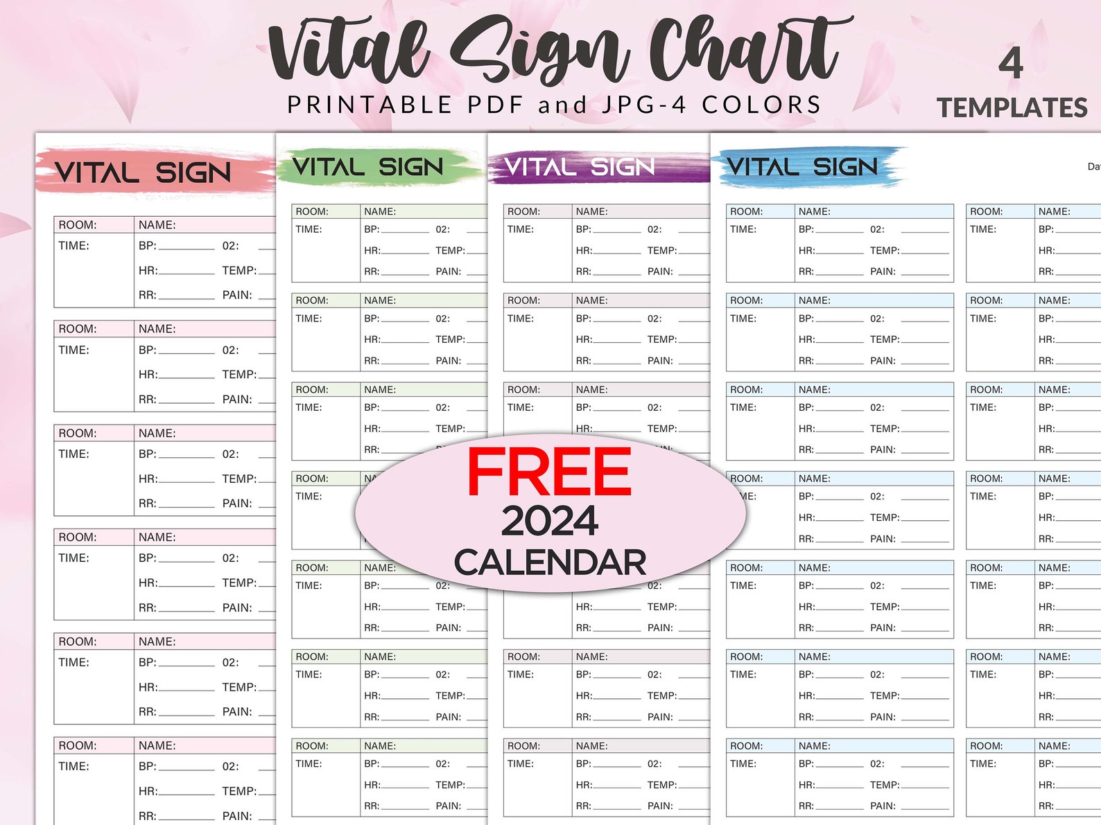 Printable Vital Sign Chart, Vital Sign Log, Vital Sign Tracker, Vital ...
