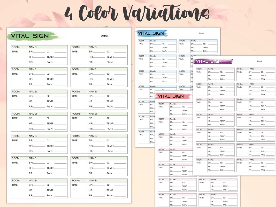 Printable Vital Sign Chart, Vital Sign Log, Vital Sign Tracker, Vital ...