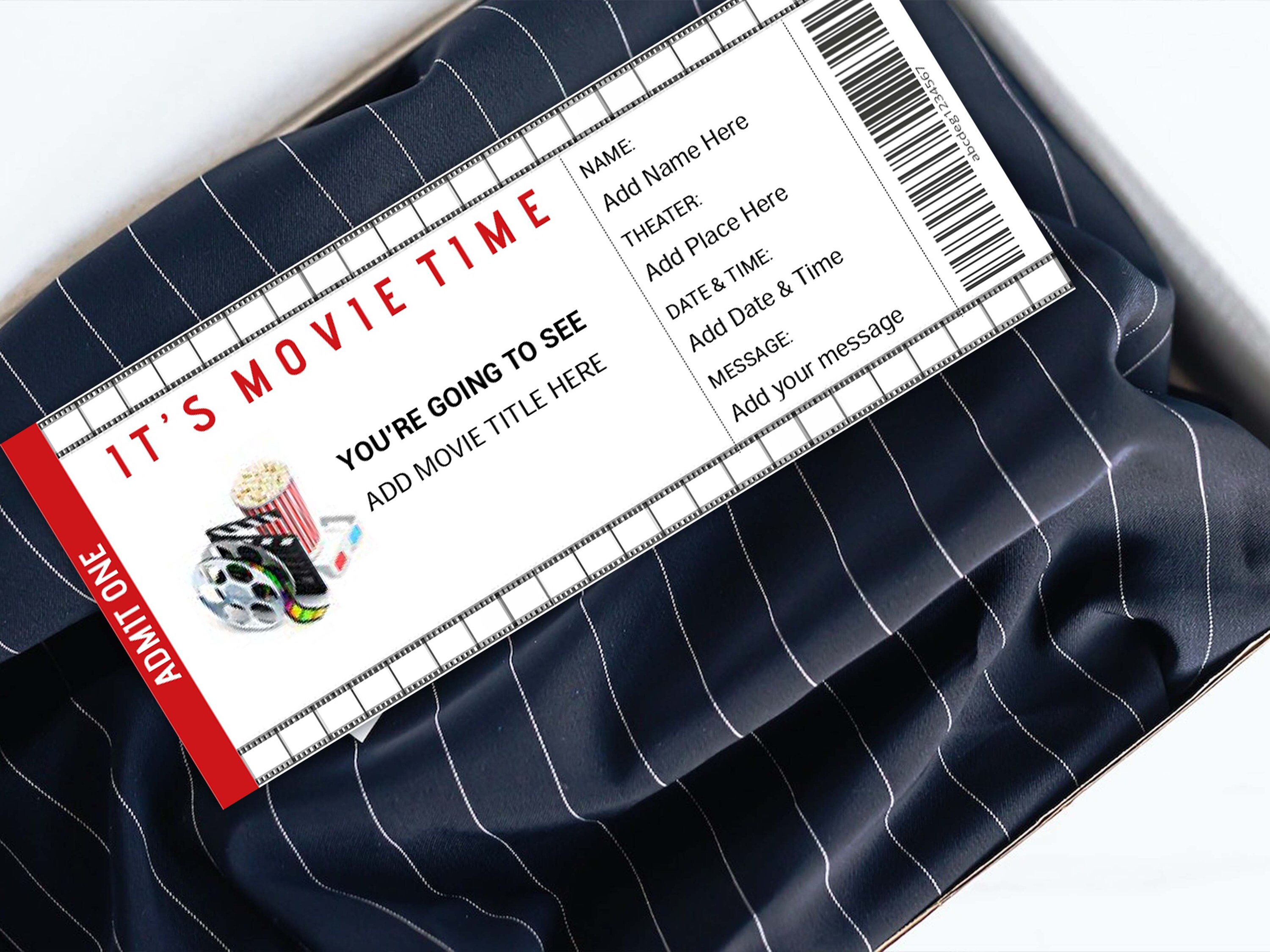 Movie Ticket Invitation, Movie Ticket Template, Movie Ticket Place Card ...