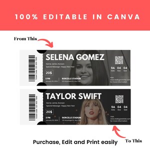 Editable Concert Ticket Canva Template, DIY Concert Ticket, Printable ...