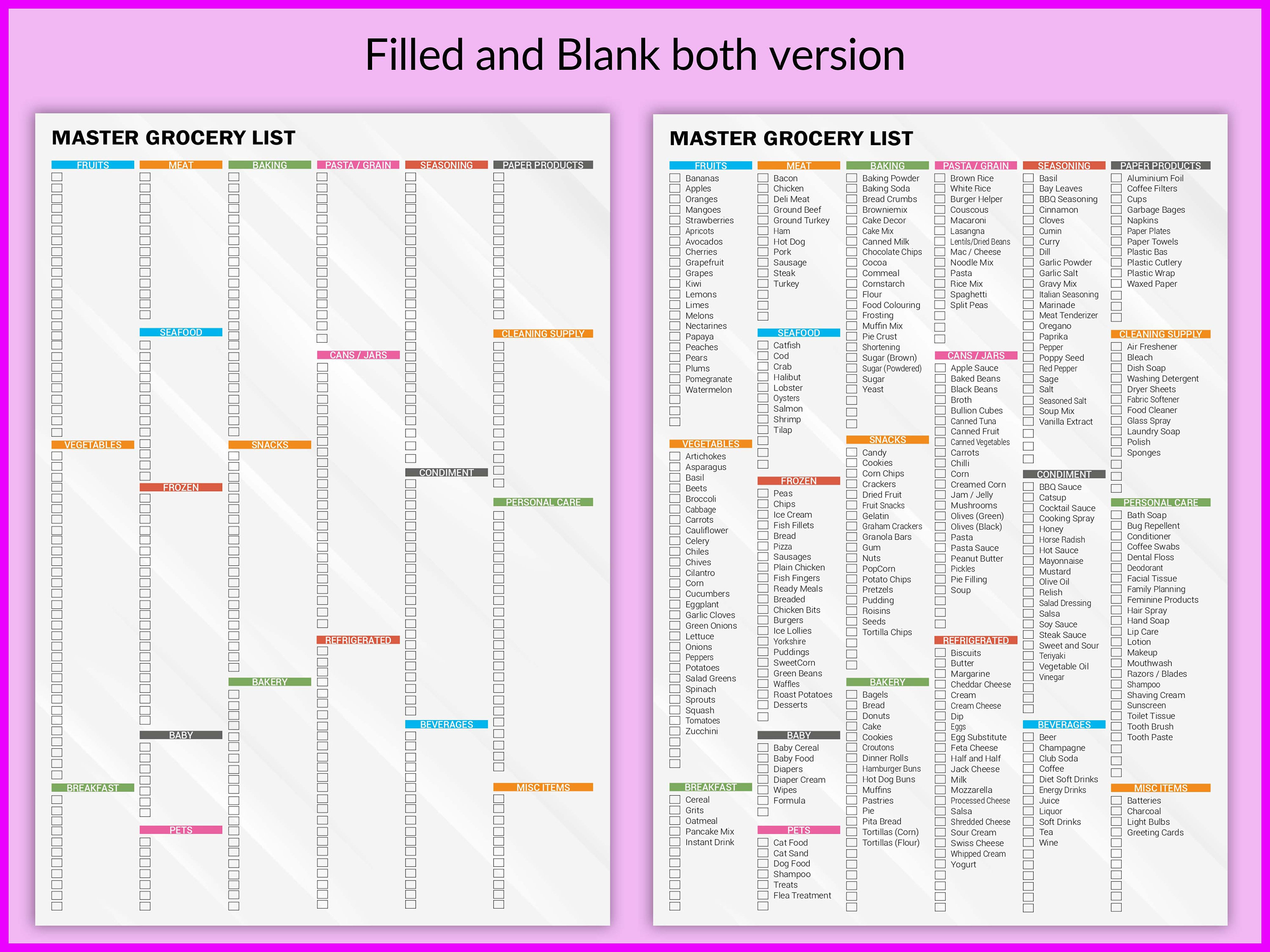 Master Grocery List Editable, Online Shopping List, Master Shopping ...