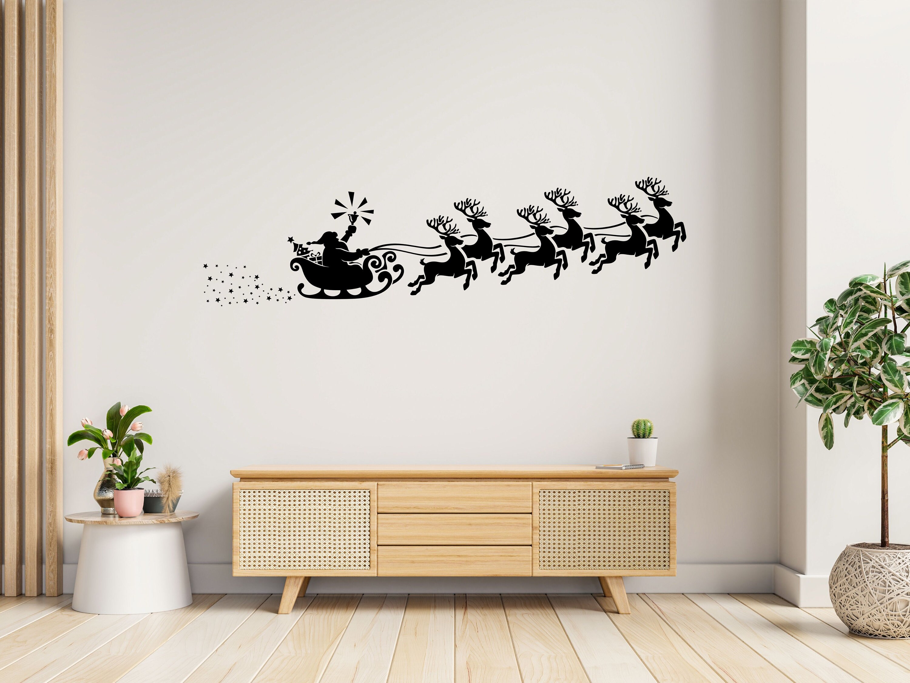 Santa Reindeer Svg, Flying Santa Sleigh Svg, Santa Reindeer Png, Santa ...