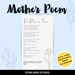 Mother Poem | Gift Printable Poem | Gift for Mom | Canva Editable ...