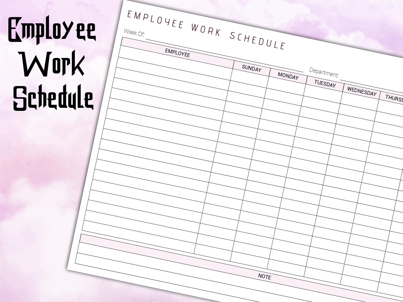 Employee Work Schedule Editable, Employee Work Schedule Template ...