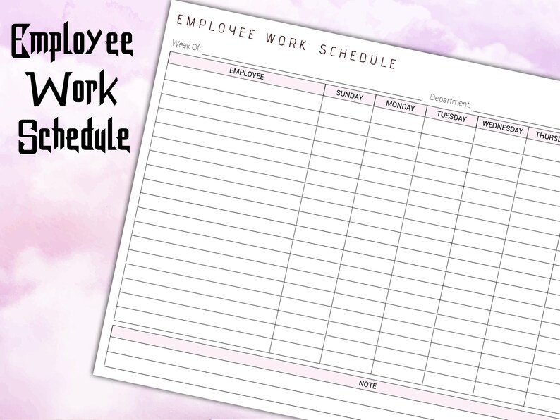 Employee Work Schedule Editable, Employee Work Schedule Template ...