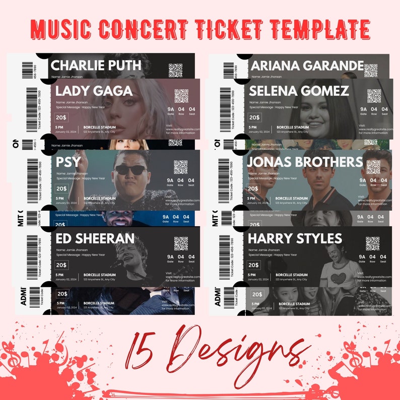 Editable Concert Ticket Canva Template, DIY Concert Ticket, Printable Custom Concert Ticket ...