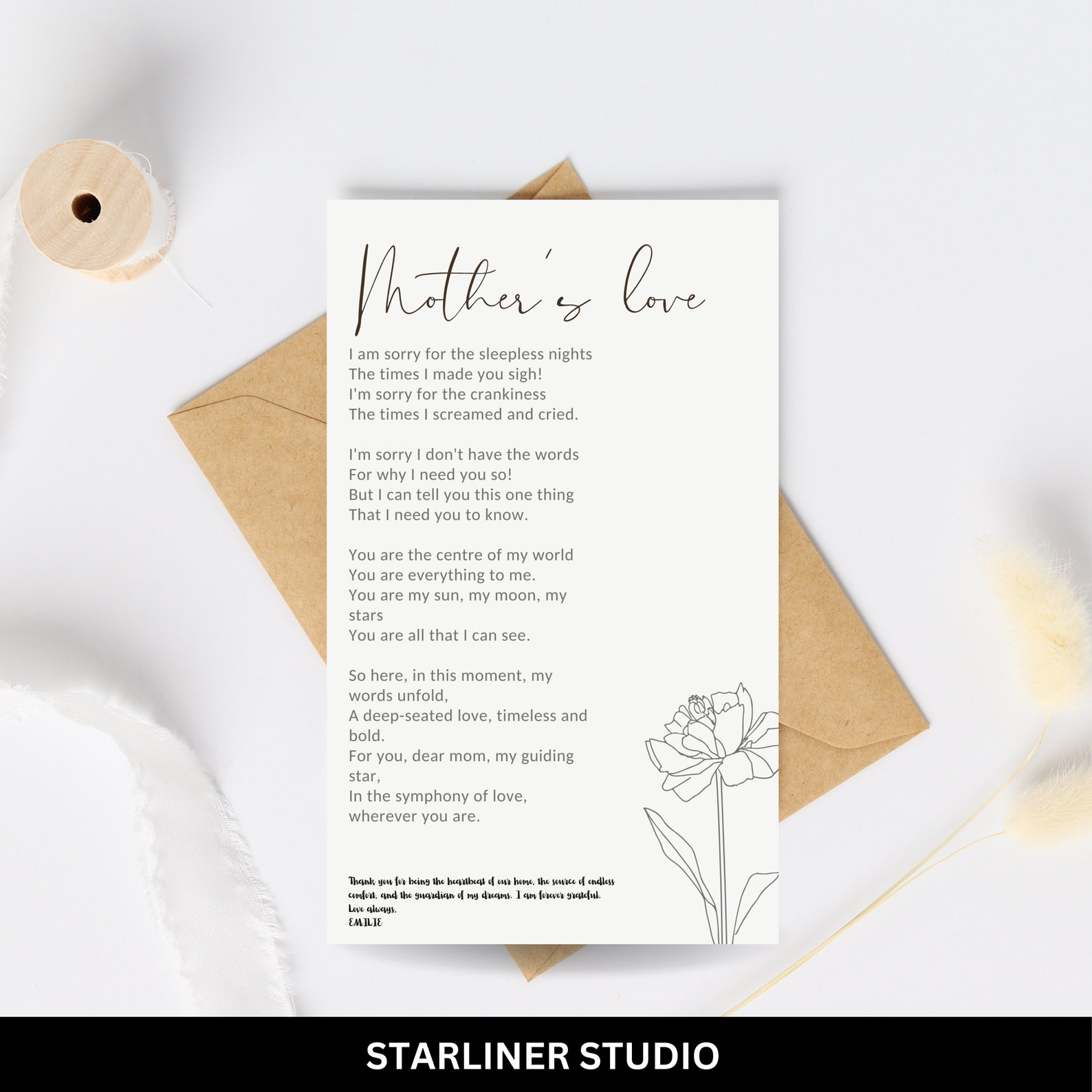 Mother Poem | Gift Printable Poem | Gift for Mom | Canva Editable ...