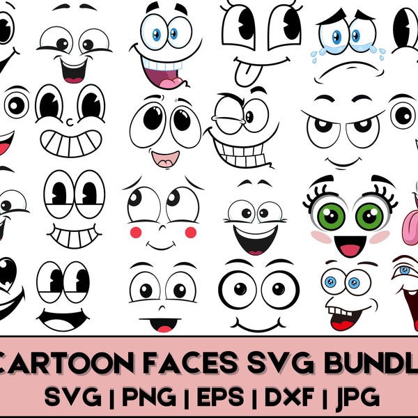 Cartoon Faces Svg - Etsy