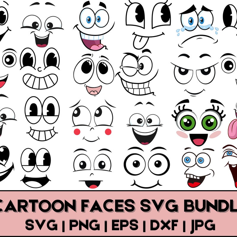 Cartoon Faces Svg - Etsy