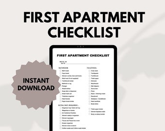 First Apartment Checklist Printable, Editable, Canva Template, Instant ...