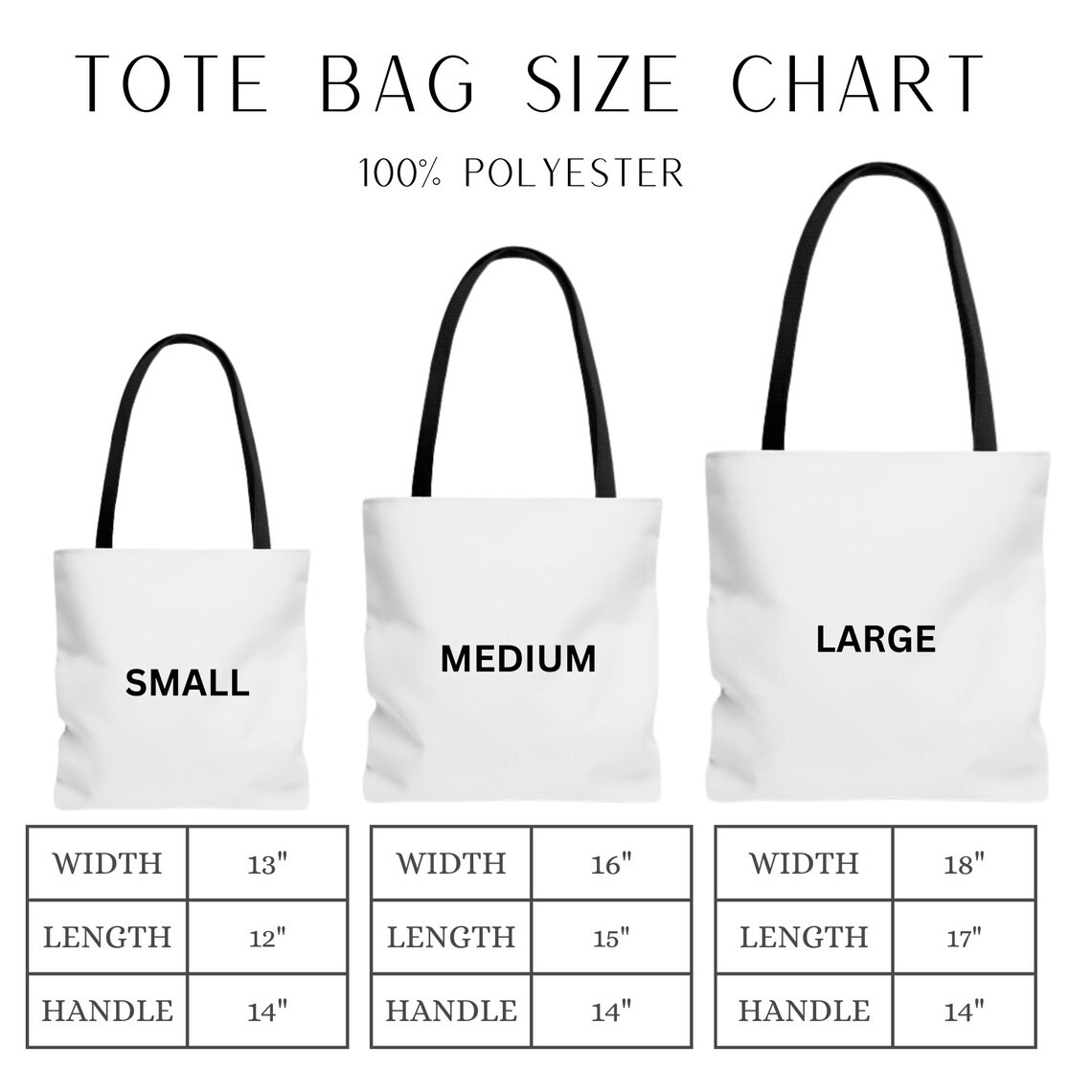 AOP Tote Bag Size Chart Mockup, All Over Print Bags Mockup, AOP Tote ...
