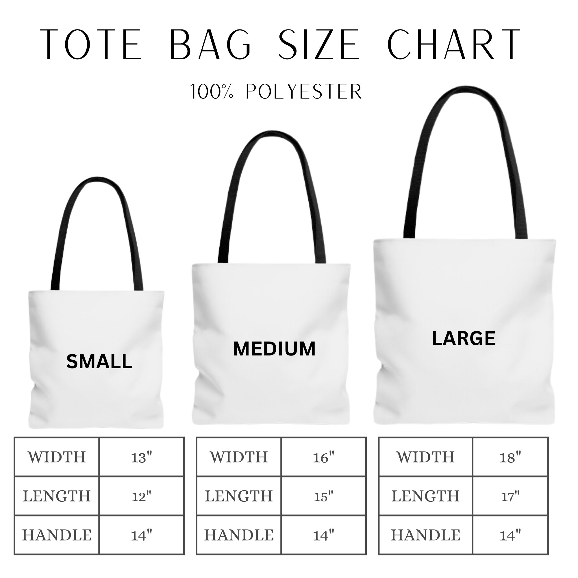 AOP Tote Bag Size Chart Mockup, All Over Print Bags Mockup, AOP Tote Bag Mockup, Tote Bag Sizing ...