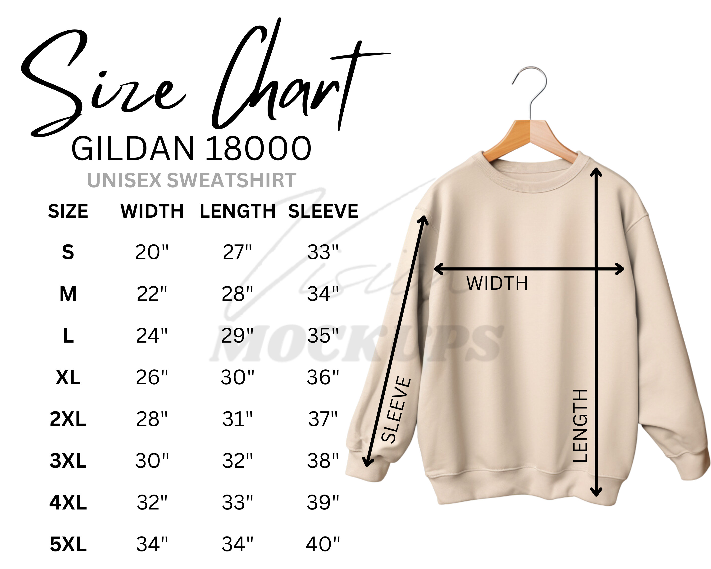 Gildan 18000 Size Chart, Two Versions, Gildan 18000 Unisex Size Guide ...