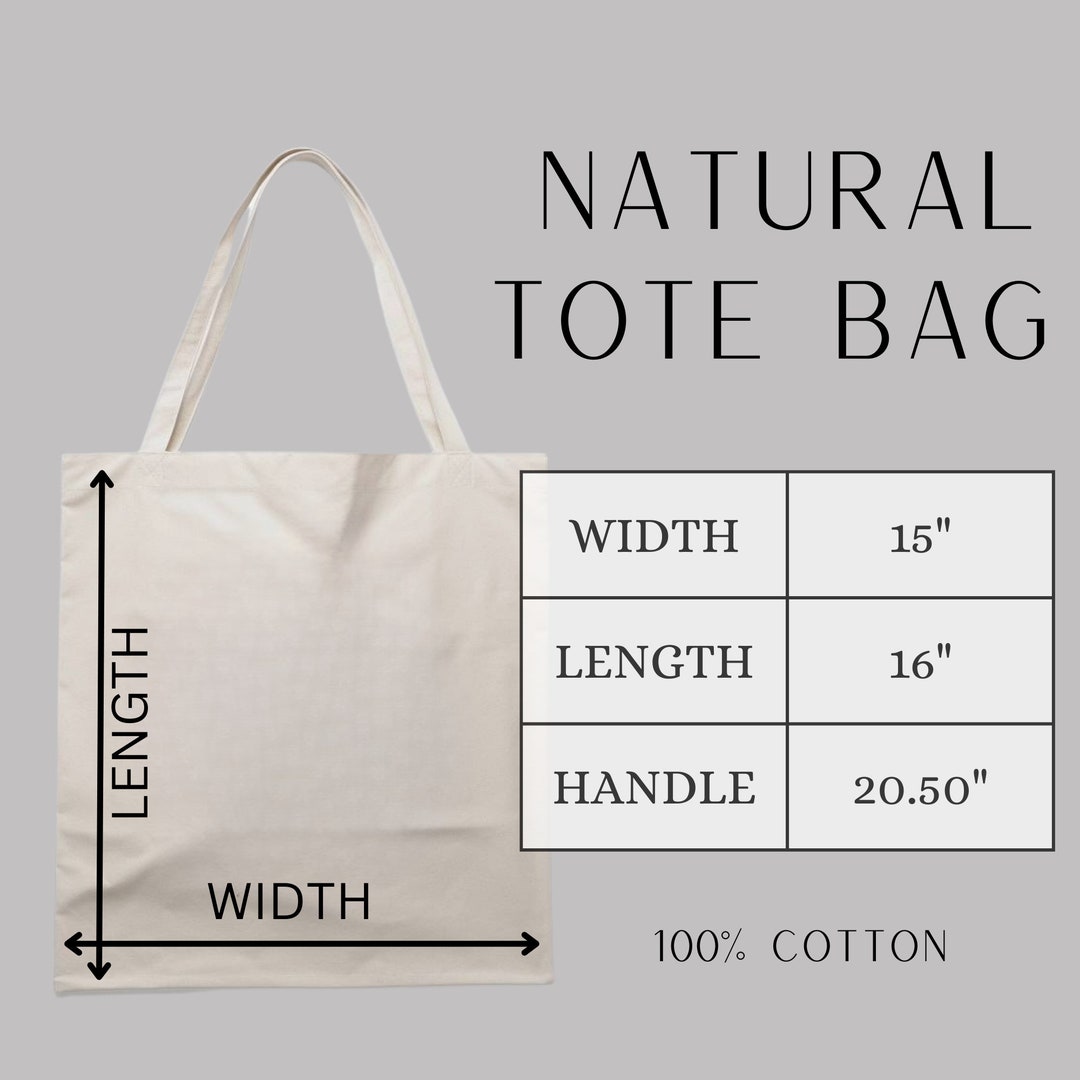 Natural Tote Bag Size Chart Mockup, S&S Bags 42795 Size Guide, Cotton ...
