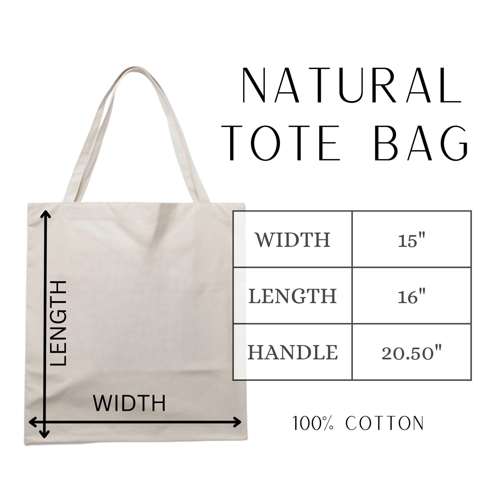 Tote Bag Size Chart Bundle, Canvas Tote Bag Size Chart, AOP Tote Bag ...