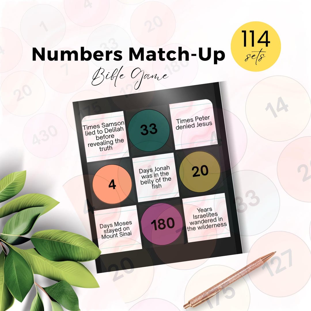 Bible Numbers Match Game Printable | 114 Question & Answer Cards ...