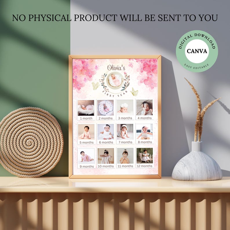 Editable Baby 1st Year Milestone Poster Template | Instant Digital ...