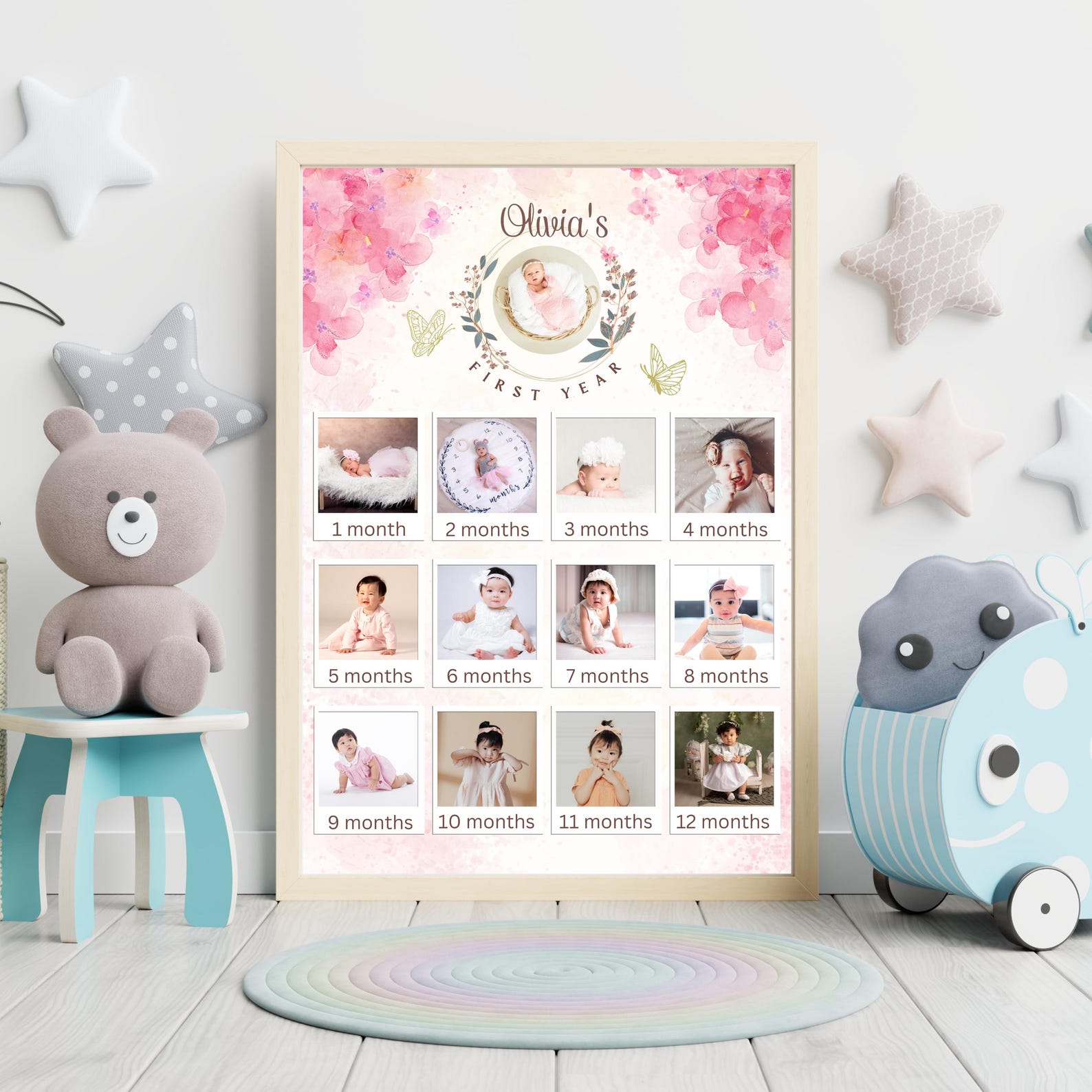 Editable Baby 1st Year Milestone Poster Template | Instant Digital ...