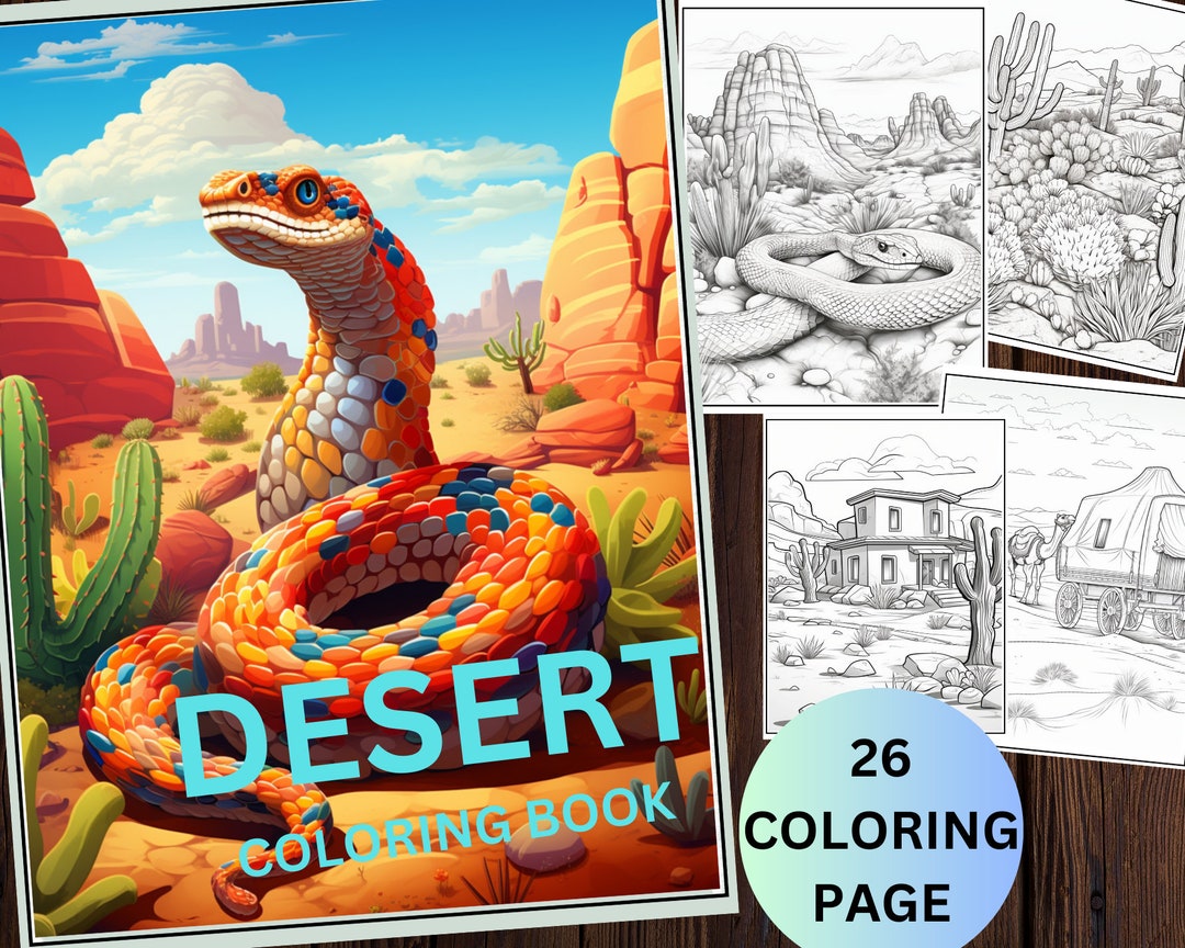 26 DESERT LANDSCAPE Coloring Page for ADULT Instant Download - Etsy