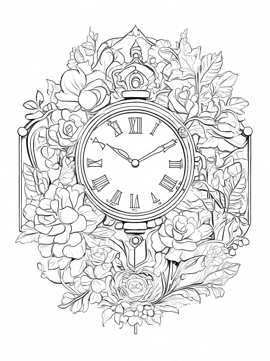 3 Clock Coloring Page Instant Download Cute Coloring Page Printable ...
