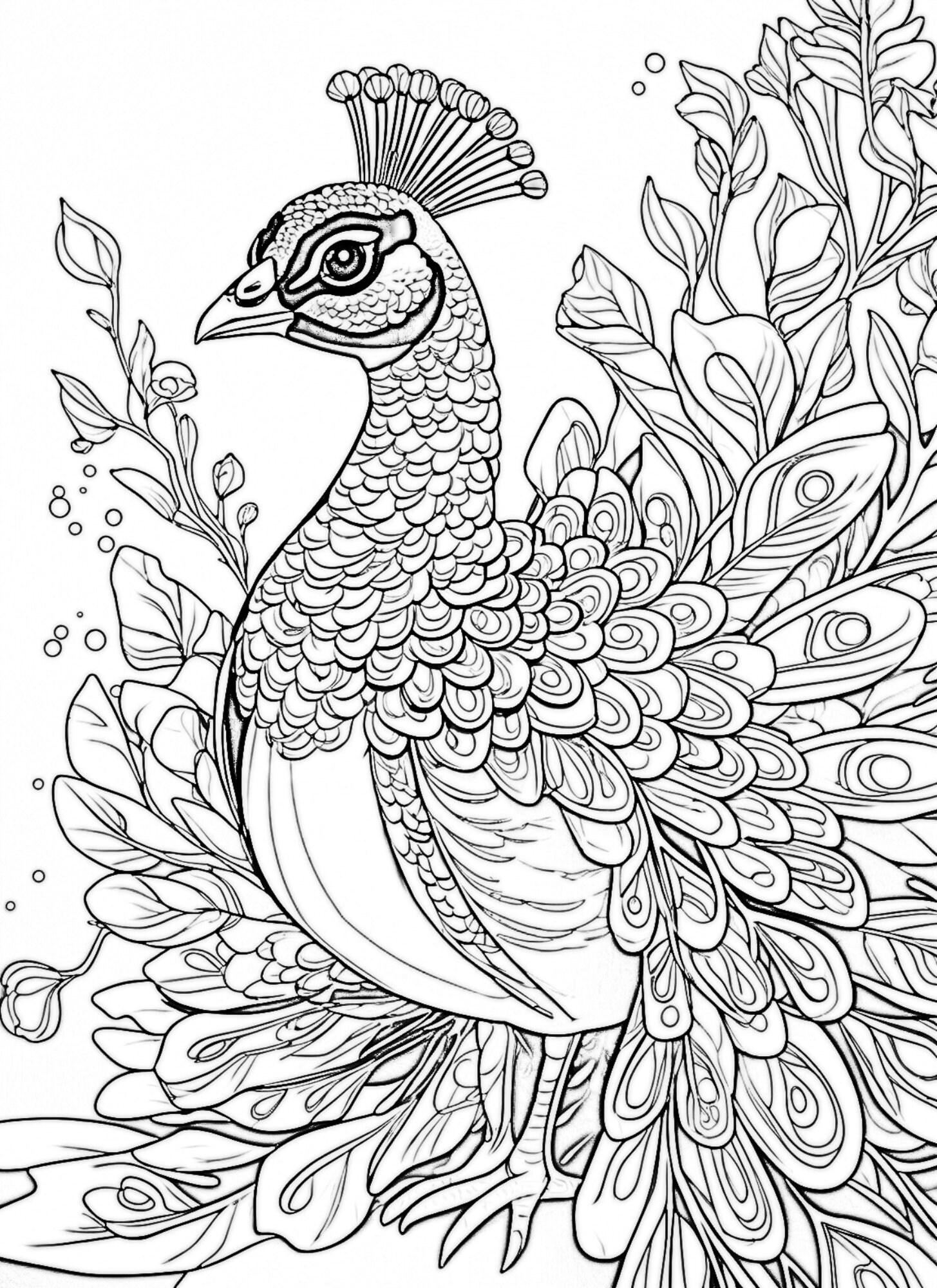 Cute Peacock Coloring Page Instant Download Cute Coloring - Etsy