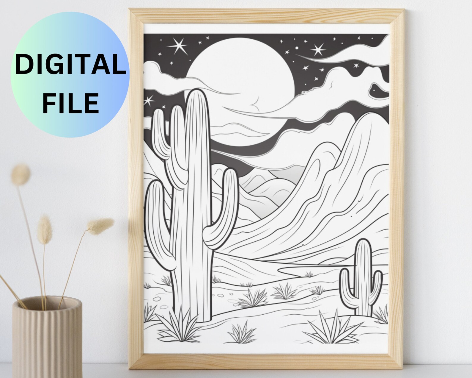 26 DESERT LANDSCAPE Coloring Page for ADULT Instant Download - Etsy