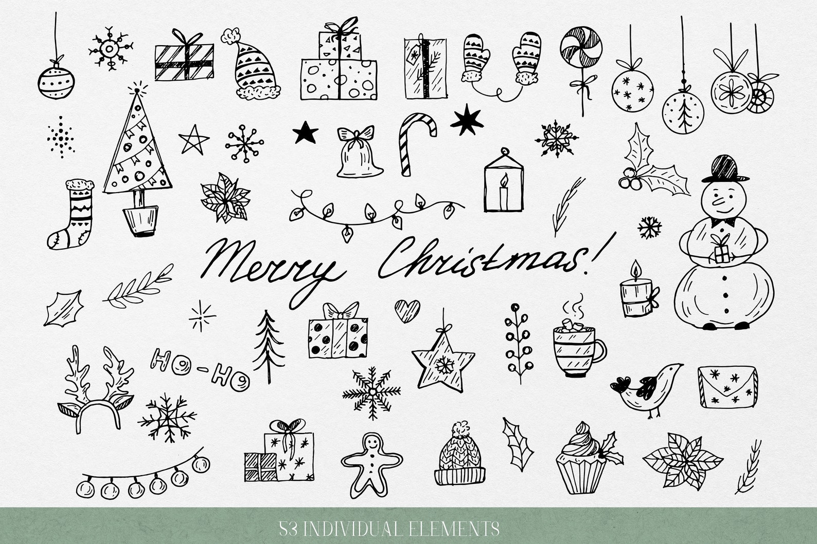 Christmas SVG, Christmas Doodle Line Art Svg, Christmas Clipart ...