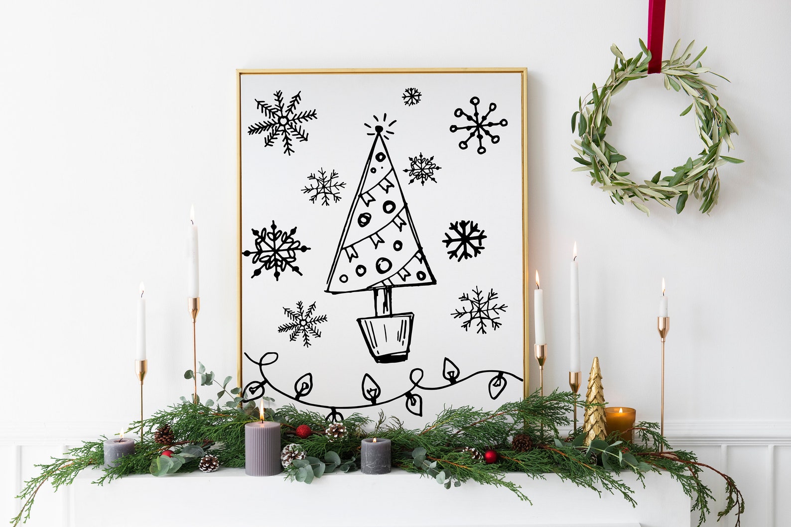 Christmas SVG, Christmas Doodle Line Art Svg, Christmas Clipart ...