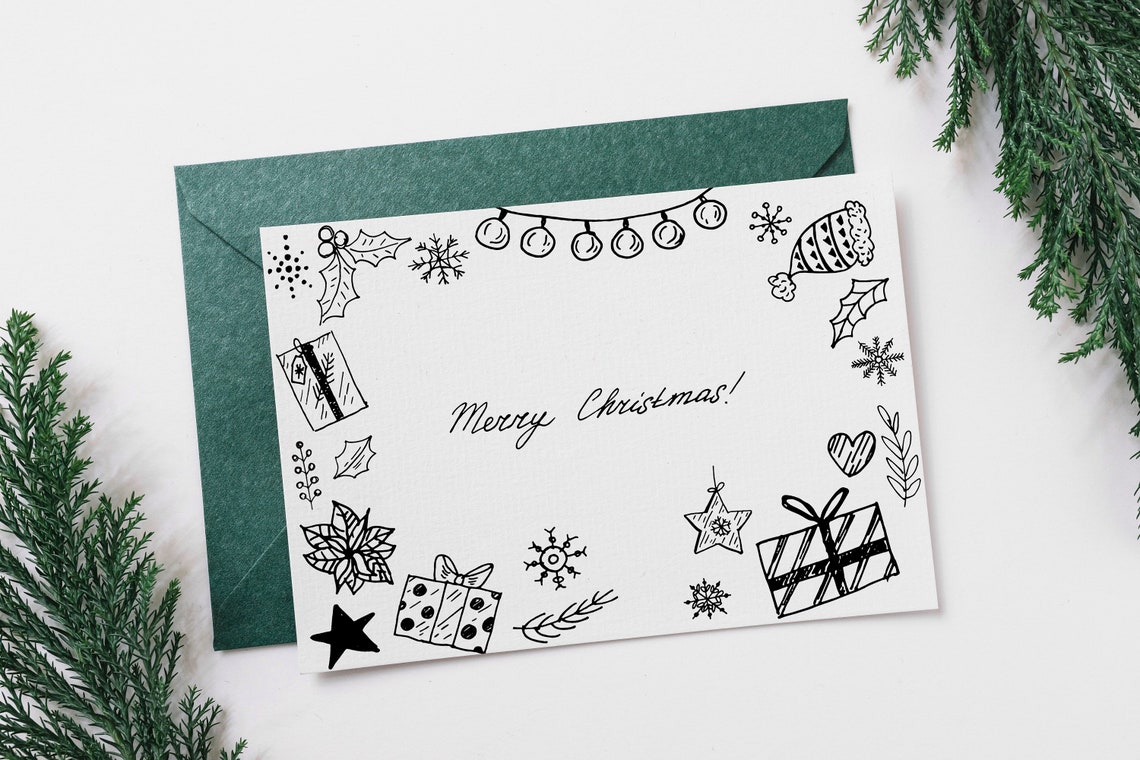 Christmas SVG, Christmas Doodle Line Art Svg, Christmas Clipart ...