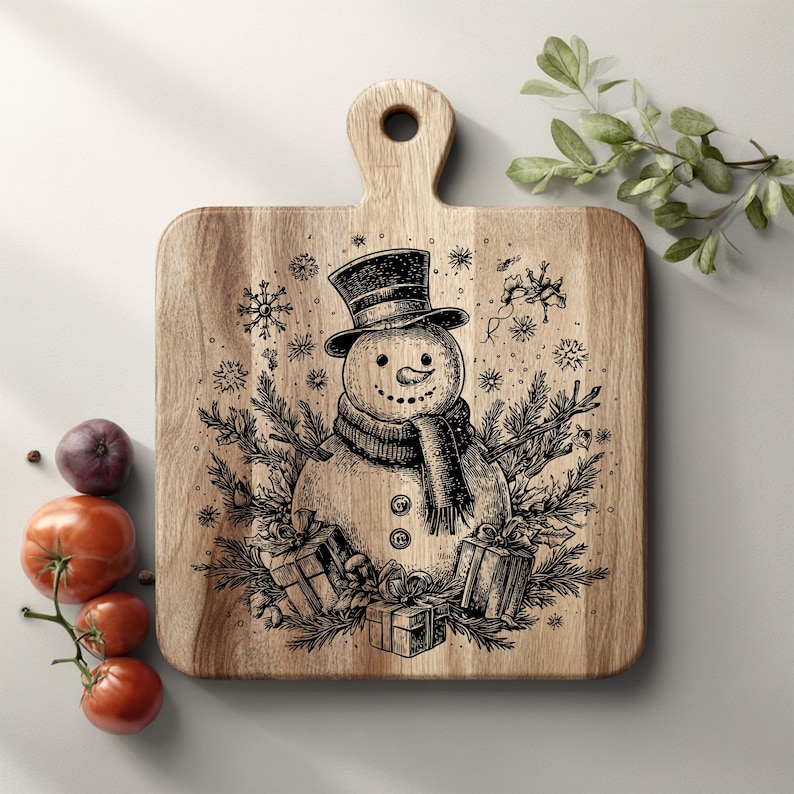 Snowman SVG | Winter Laser Engraving Design | Christmas Snowman SVG ...