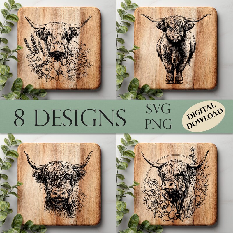 3 Highland Cow Canvas - Etsy